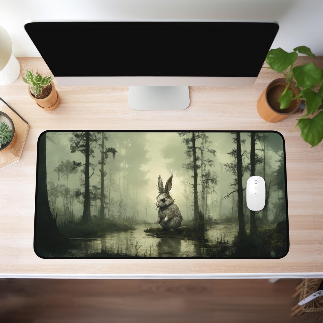 Cool Rabbit Desk Mat, XXL Large Extended Gaming Mouse Pad, Green Desk ...
