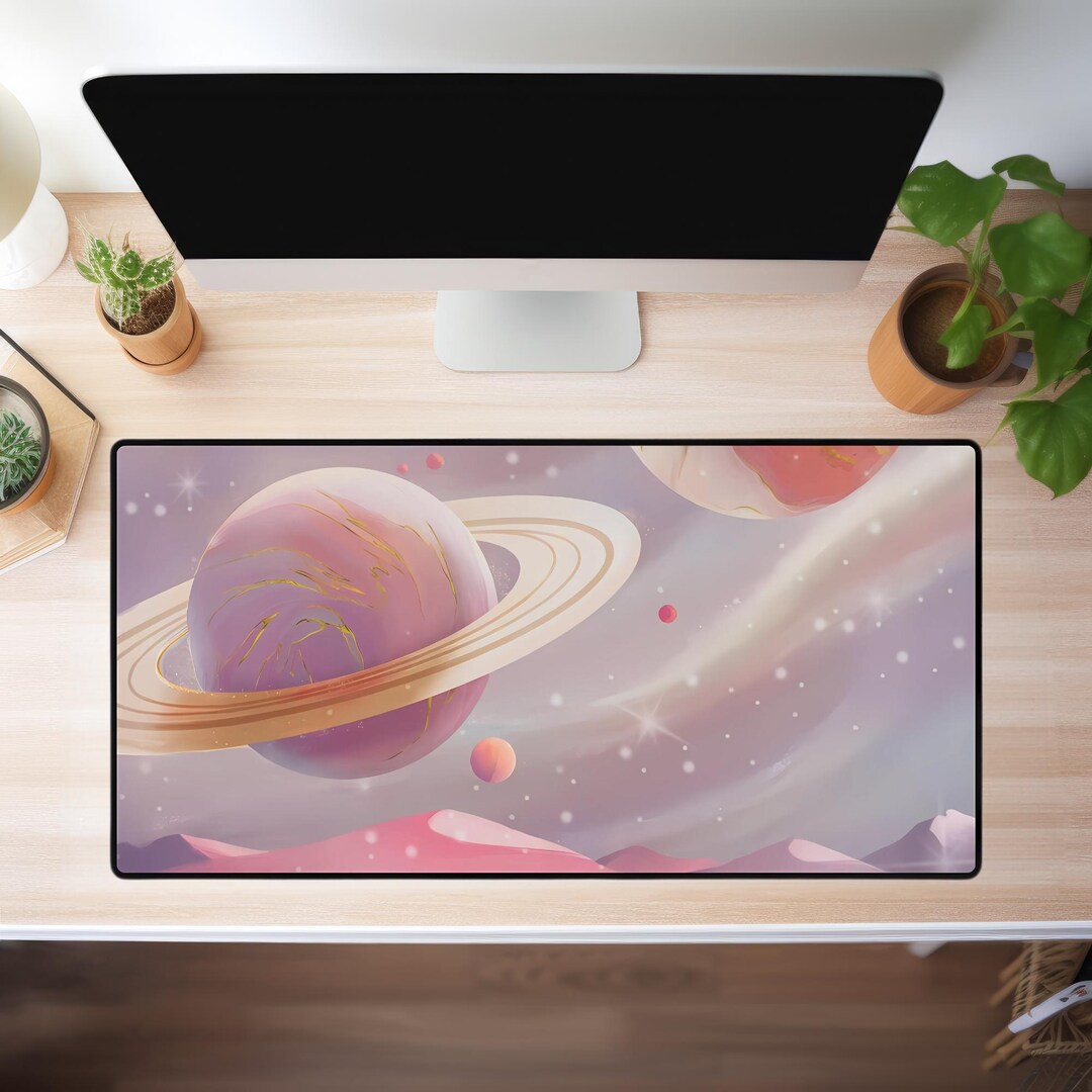 Planets Desk Mat - Cute and Functional Office Decor Mouse Pad Table ...