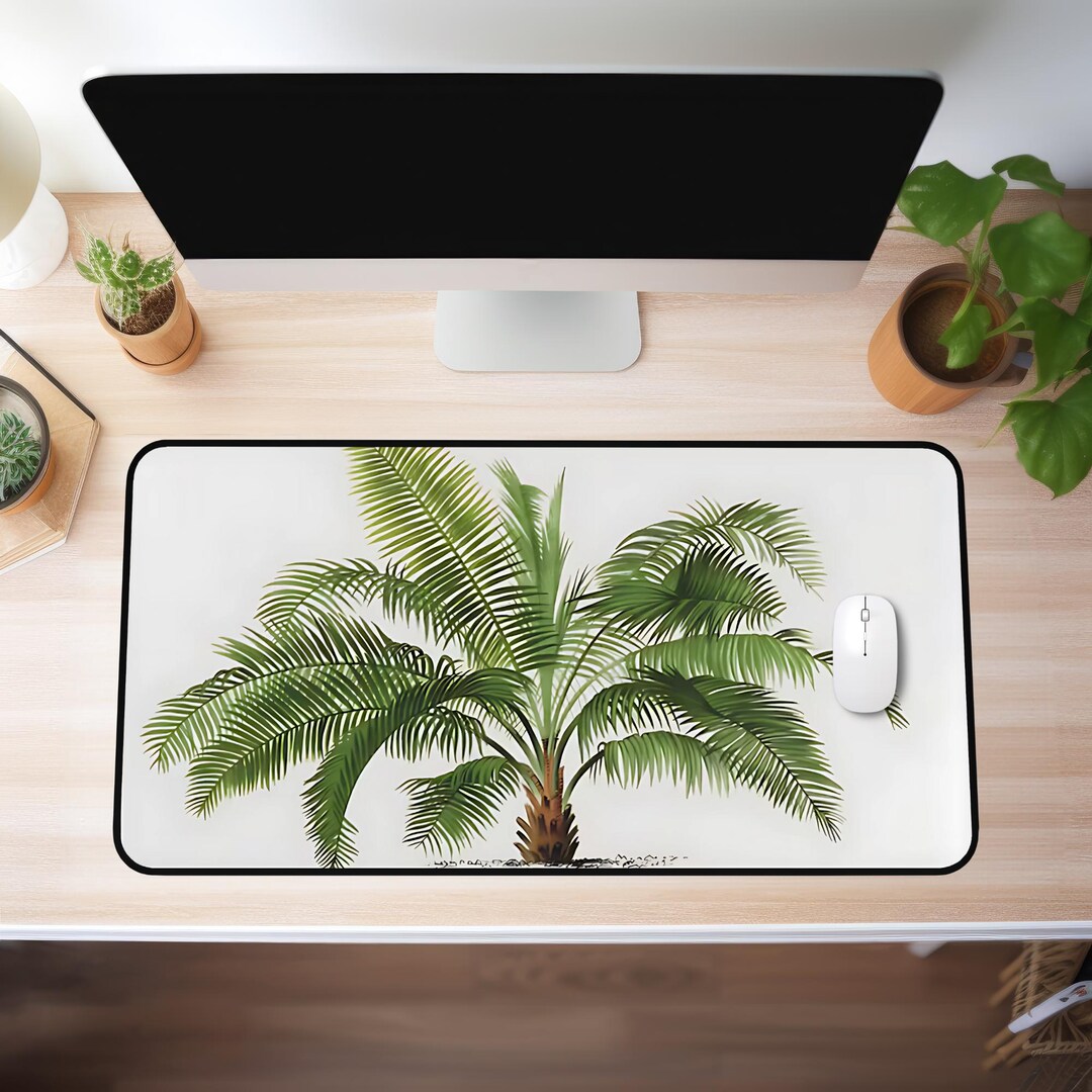 Palm Tree Desk Mat, Home Decor, Green Botanical Nature Lover Mouse Pad ...