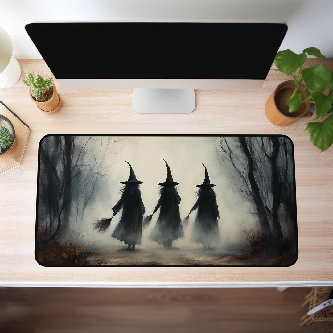 Witches Desk Mat Spooky Large Custom Mouse Pad, Halloween Work From ...