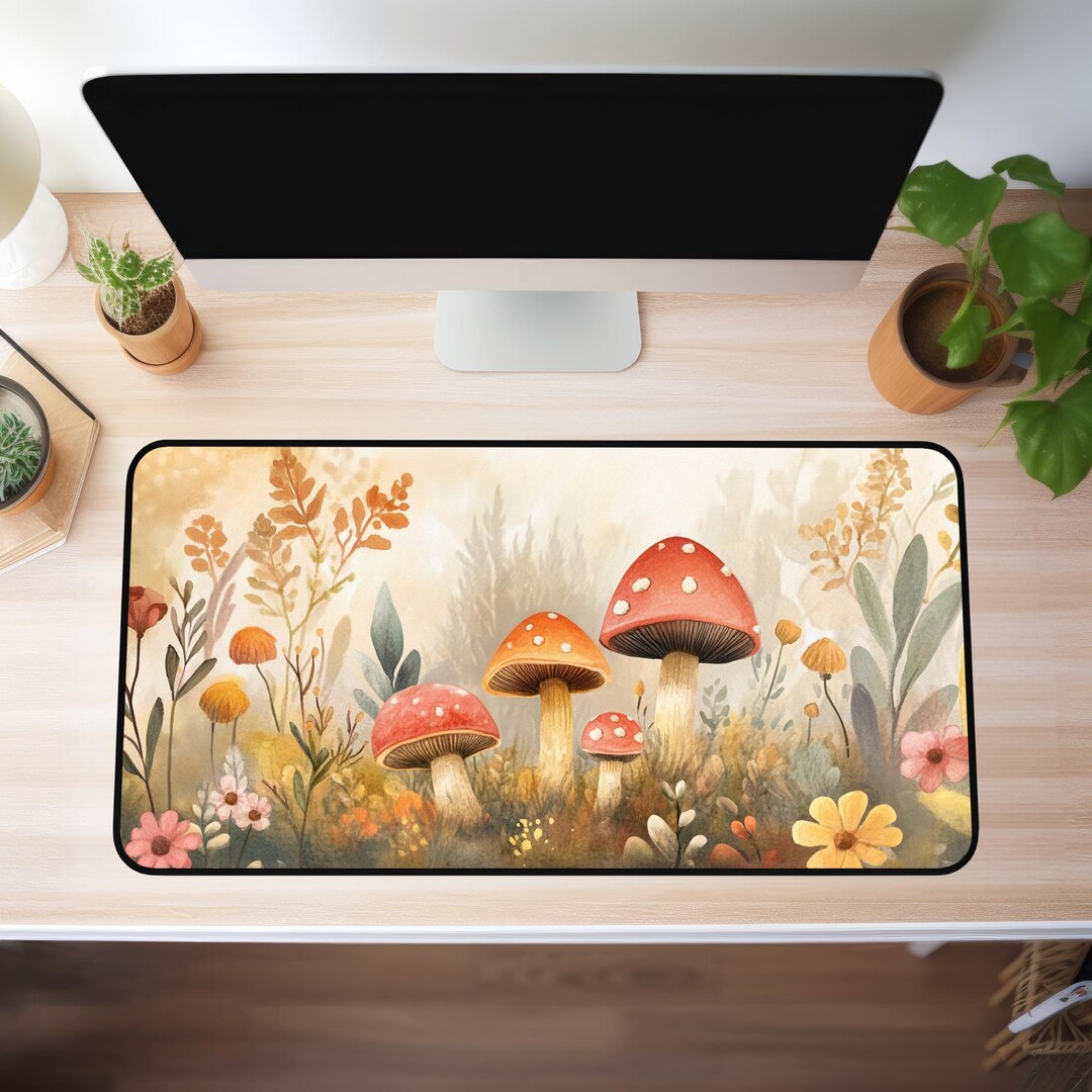 Mushroom Desk Mat, Cottagecore Mouse Pad, Nature Lovers Mushroom Office ...