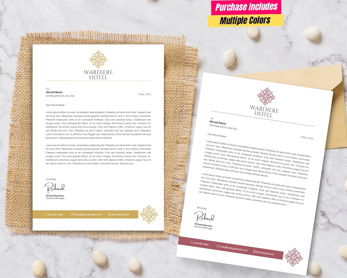 Luxury Hotel Letterhead Design Hotel’s Official Letterhead Template for ...