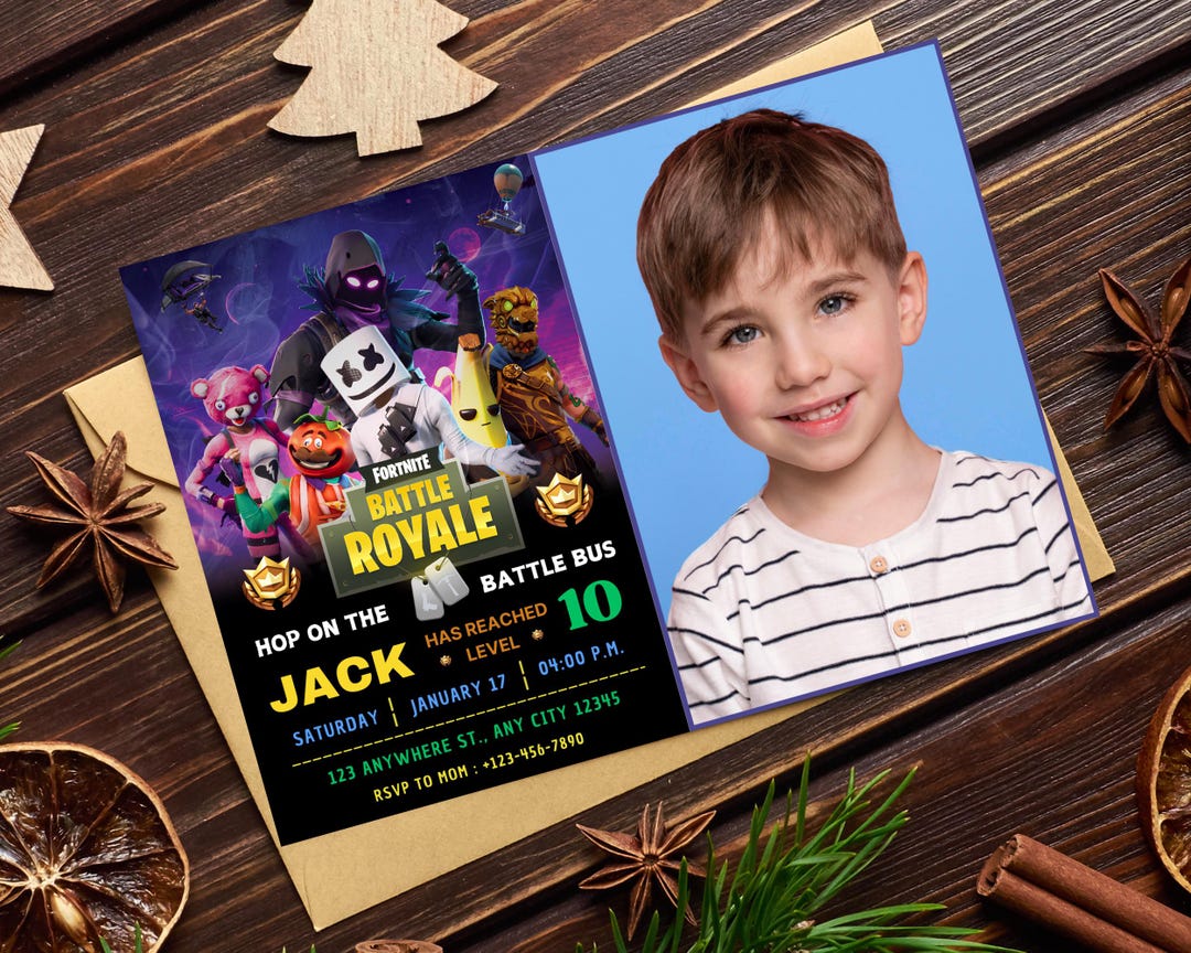 Battle Royale Birthday Photo Invitation Gamer Party Photo Invite Gamer ...