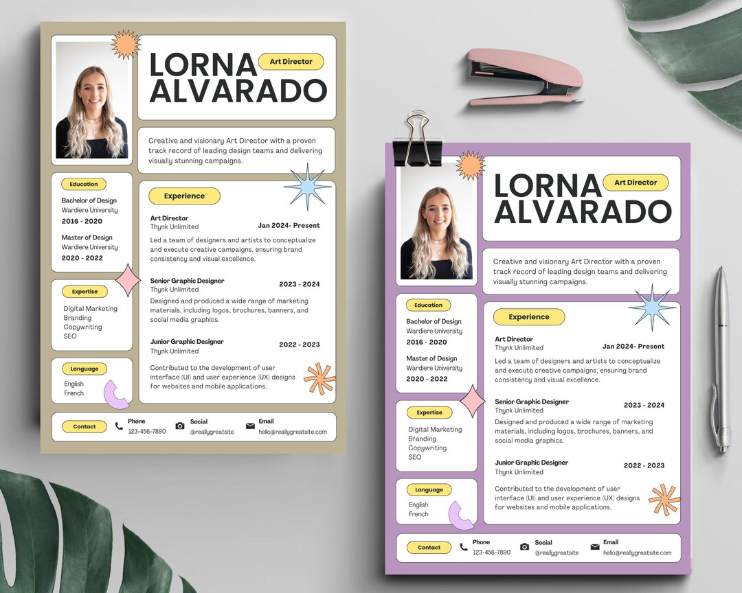 Modern Resume Template - Google Docs, Word, Pages - Executive Cv Bundle ...