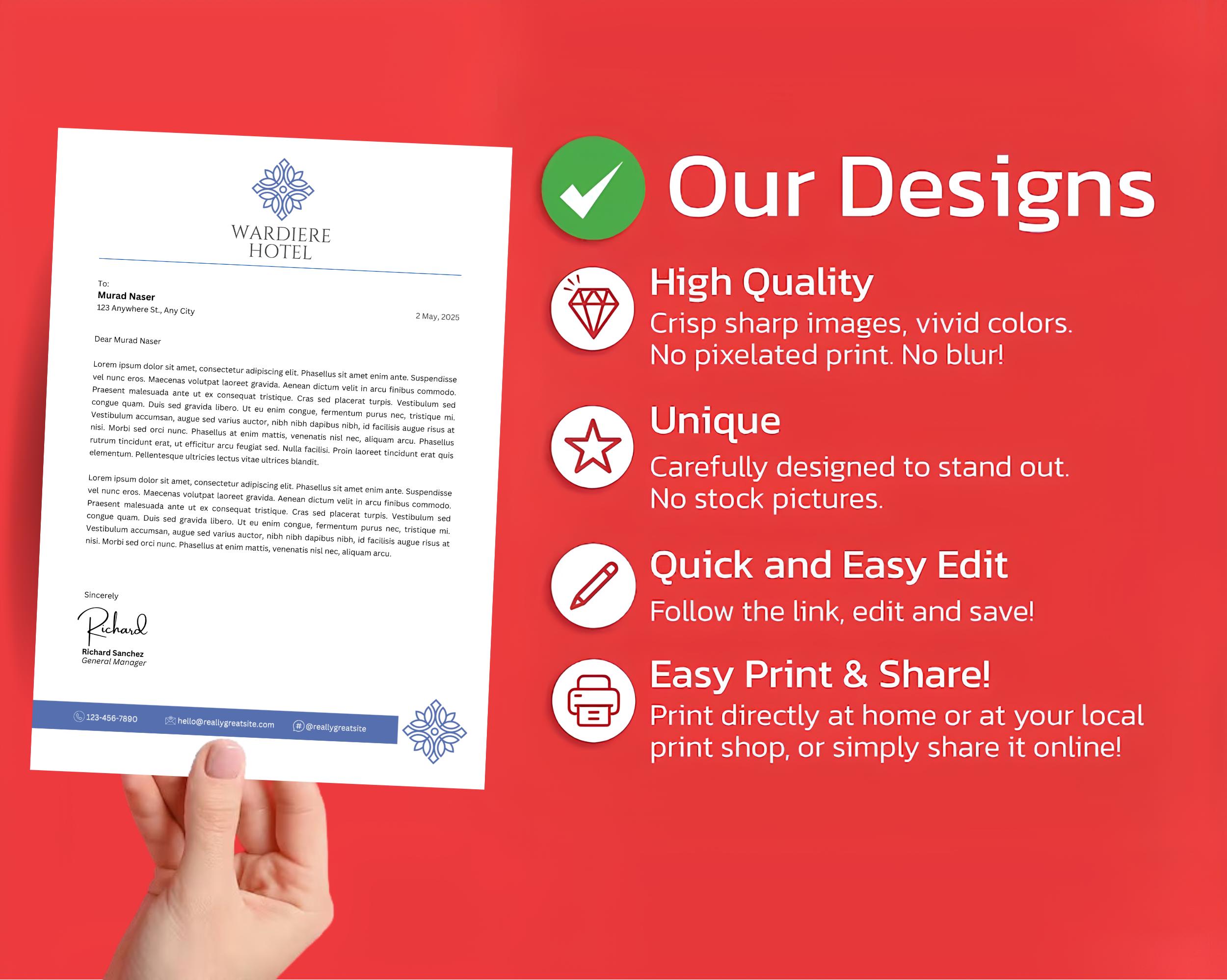 Luxury Hotel Letterhead Design Hotel’s Official Letterhead Template for ...