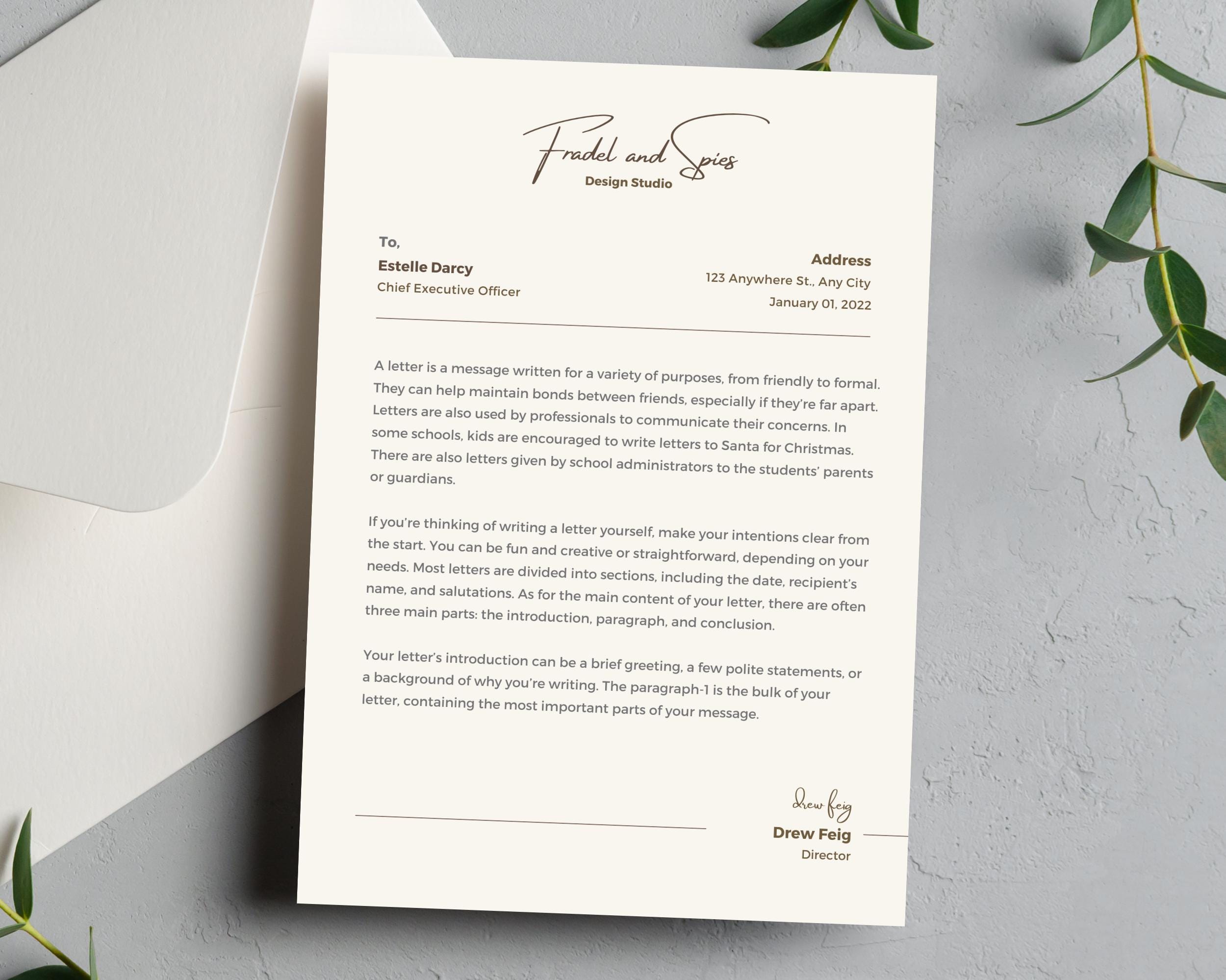 Professional Letterhead Design, Elegant Customizable Letterhead for ...