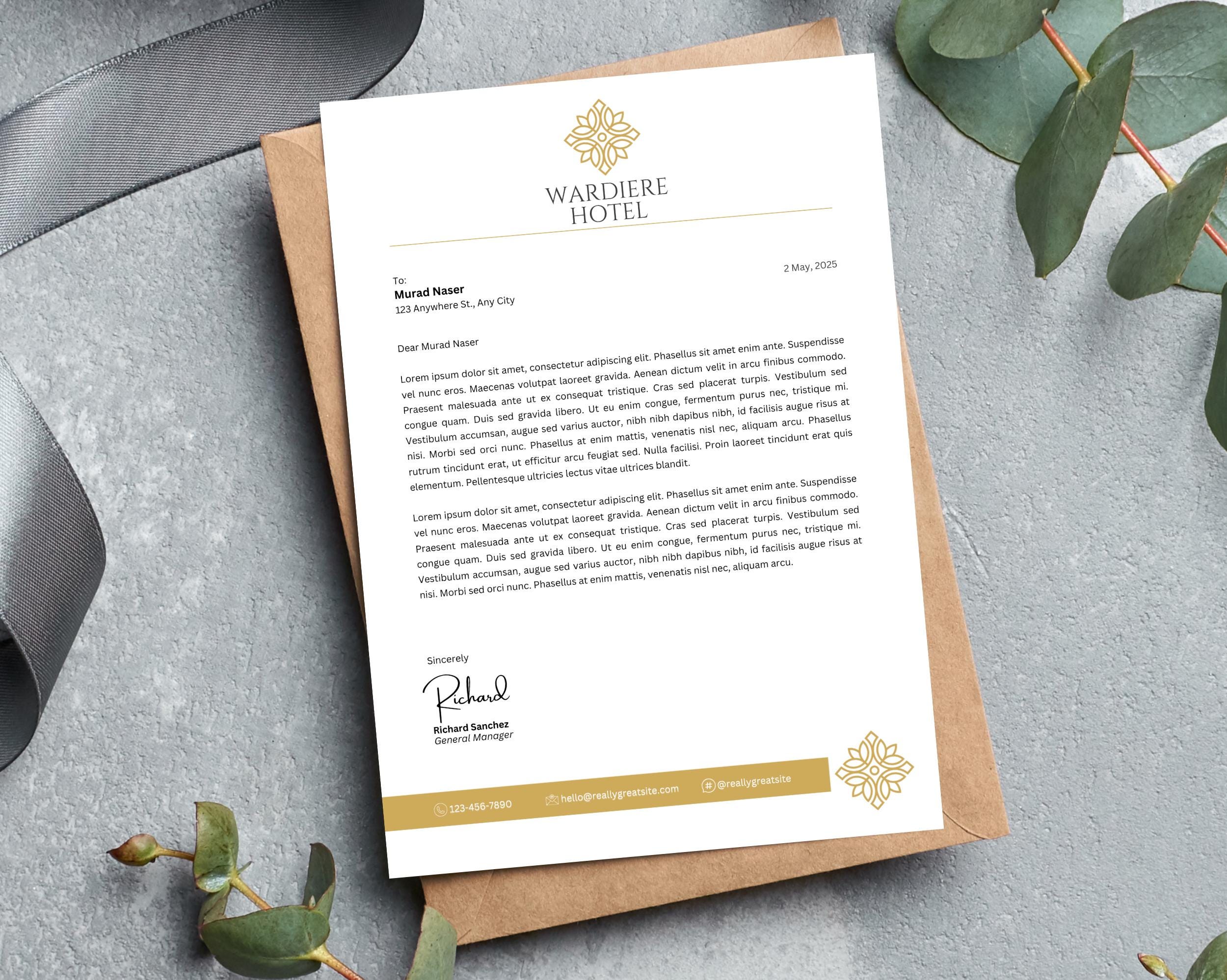 Luxury Hotel Letterhead Design Hotel’s Official Letterhead Template for ...