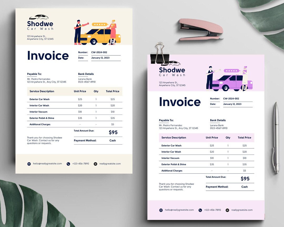 Car Auto Repair Invoice, Automotive Service Invoice Template, Auto ...