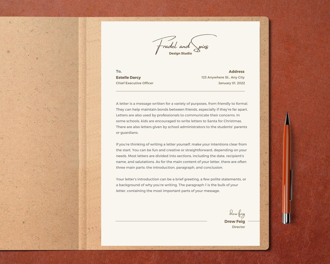 Professional Letterhead Design, Elegant Customizable Letterhead for Business Use Modern ...
