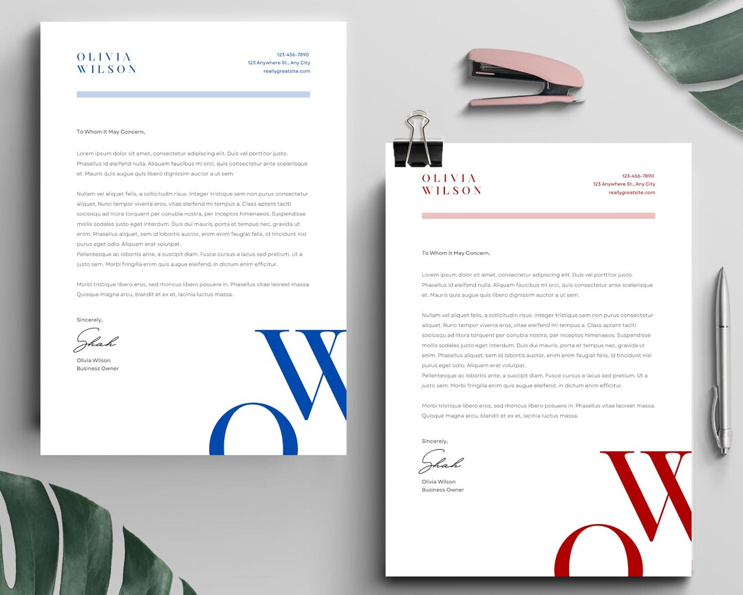 Premium Business Letterhead, Classic Customizable Letterhead for ...