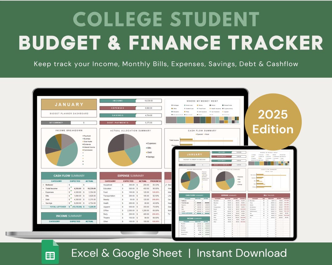 Student Monthly Budget Spreadsheet for College Students Monthly Budget ...