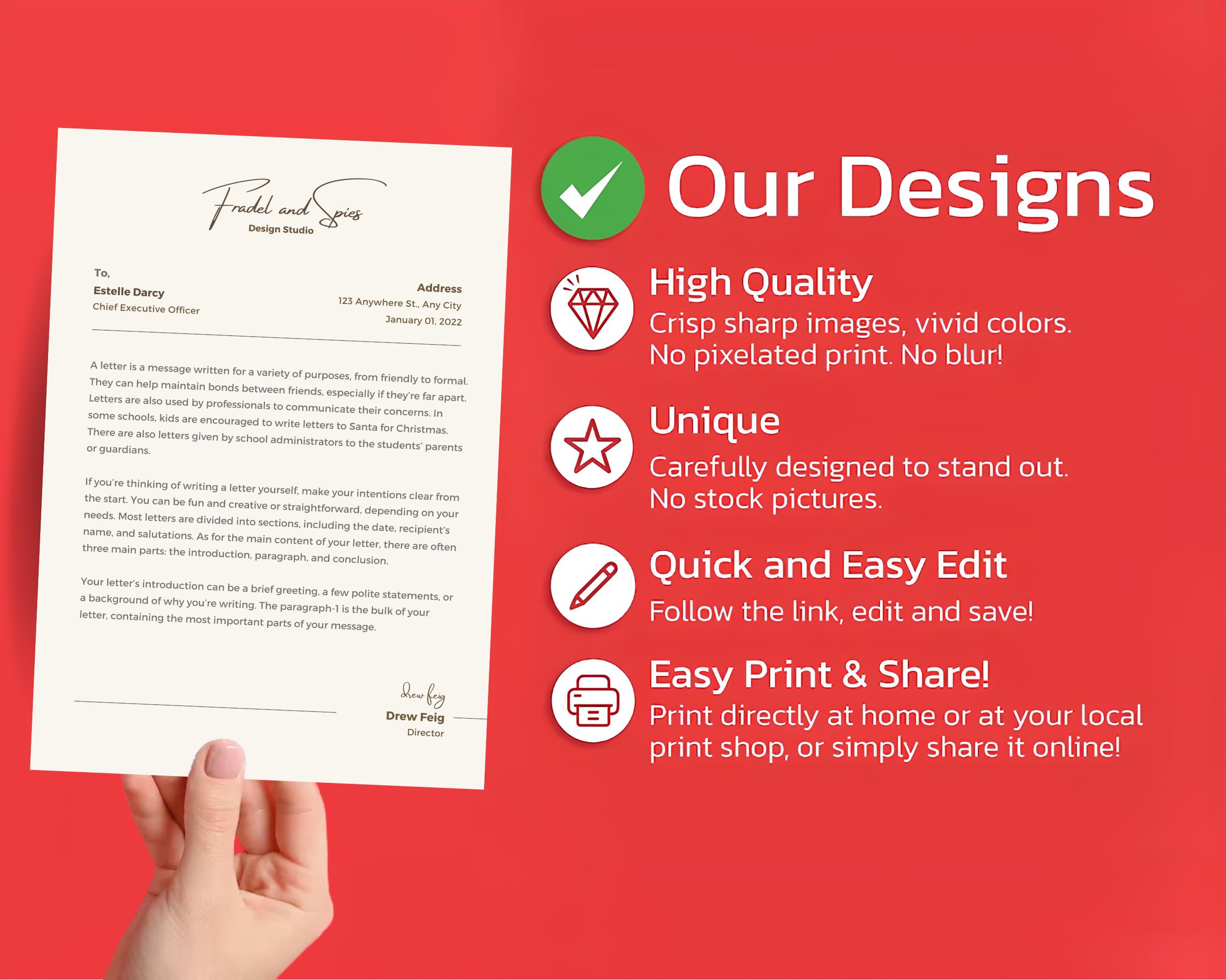 Professional Letterhead Design, Elegant Customizable Letterhead for ...