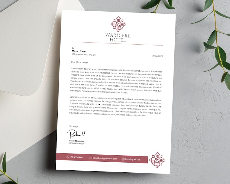 Luxury Hotel Letterhead Design Hotel’s Official Letterhead Template for ...