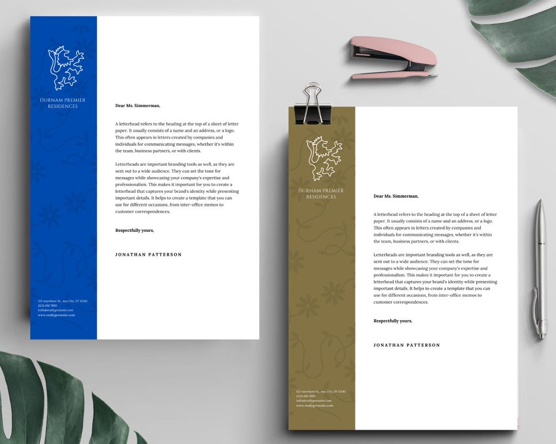 Premium Business Letterhead, Classic Customizable Letterhead for ...