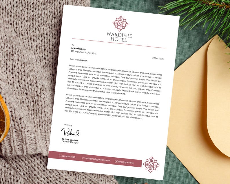 Luxury Hotel Letterhead Design Hotel’s Official Letterhead Template for ...