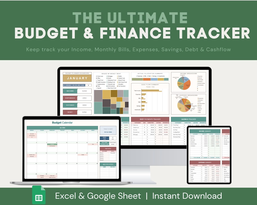 EXCEL Ultimate BUDGET & FINANCE Tracker, Budget Spreadsheet Saving ...