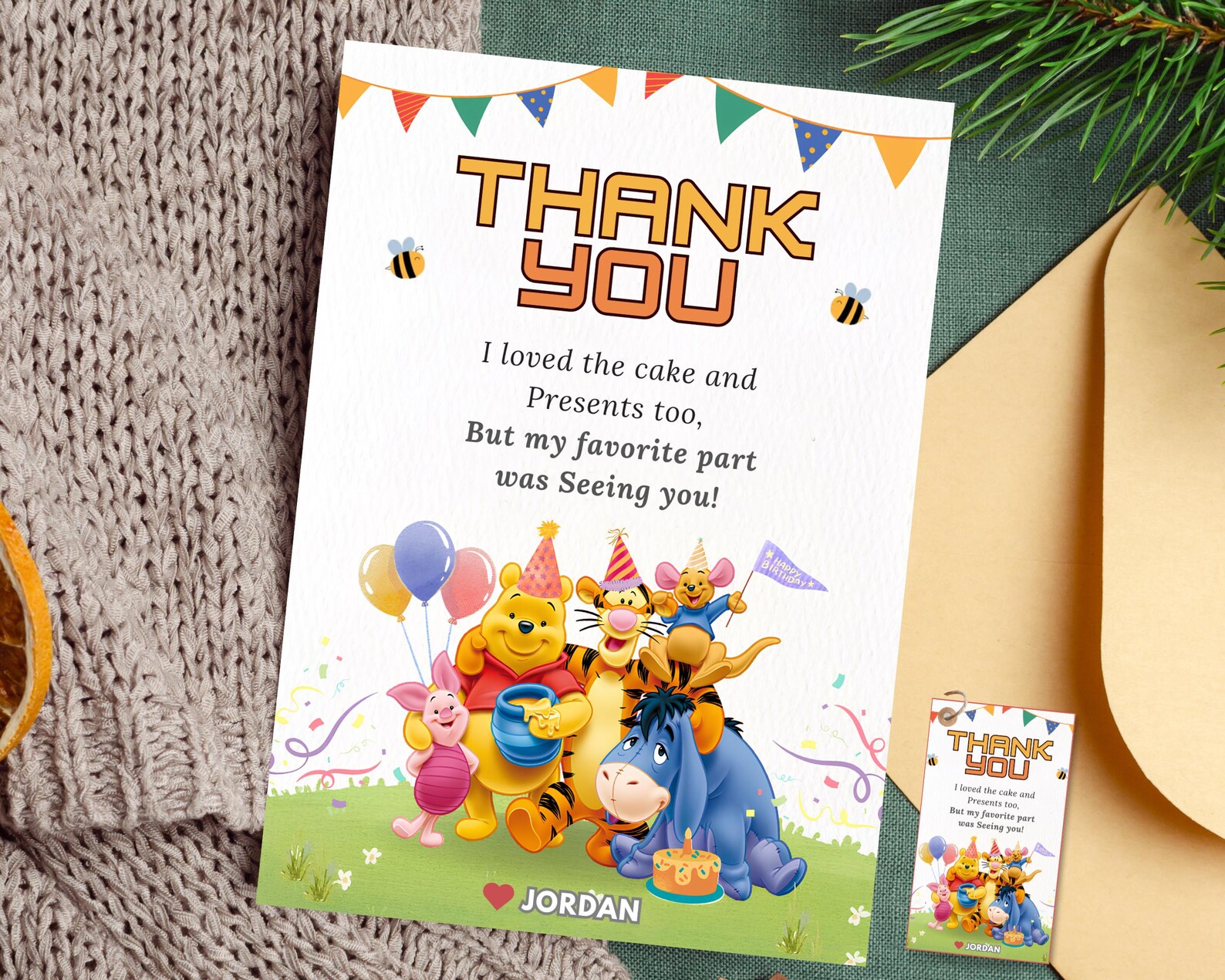 Winnie the Pooh Thank You Card Classic Winnie the Pooh Thank You Gift ...