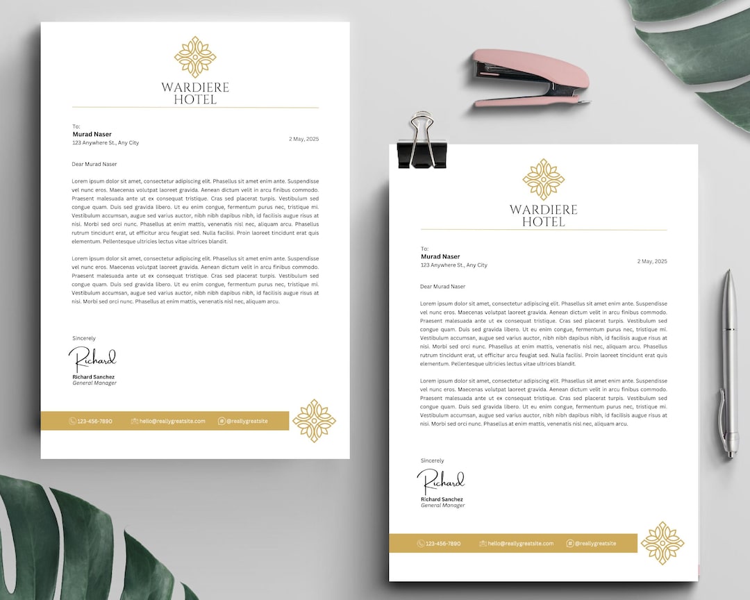 Luxury Hotel Letterhead Design Hotel’s Official Letterhead Template for ...