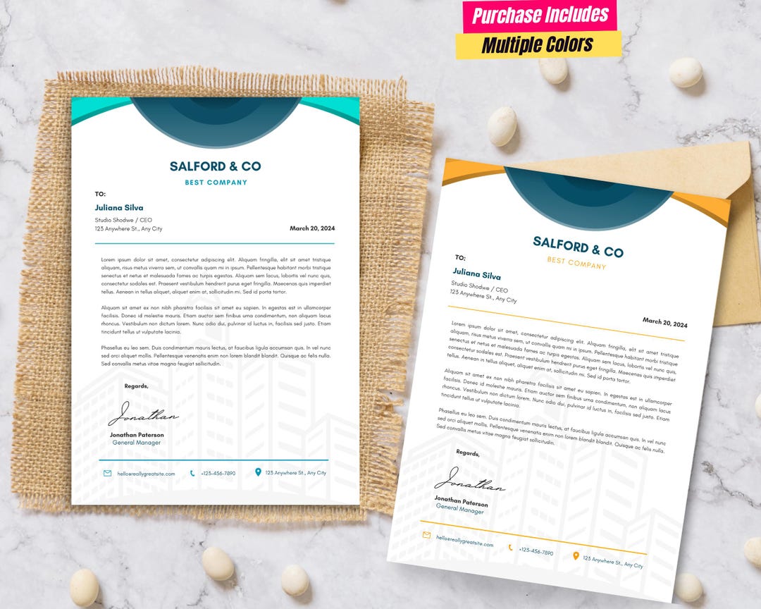 Premium Business Letterhead, Classic Customizable Letterhead for ...