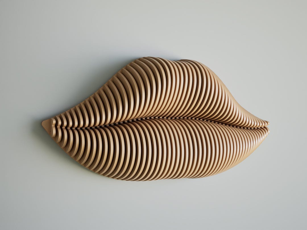 Parametric Lips Cool, 3D Wall Art, Large Lips Wall Hangings, Wooden Red ...