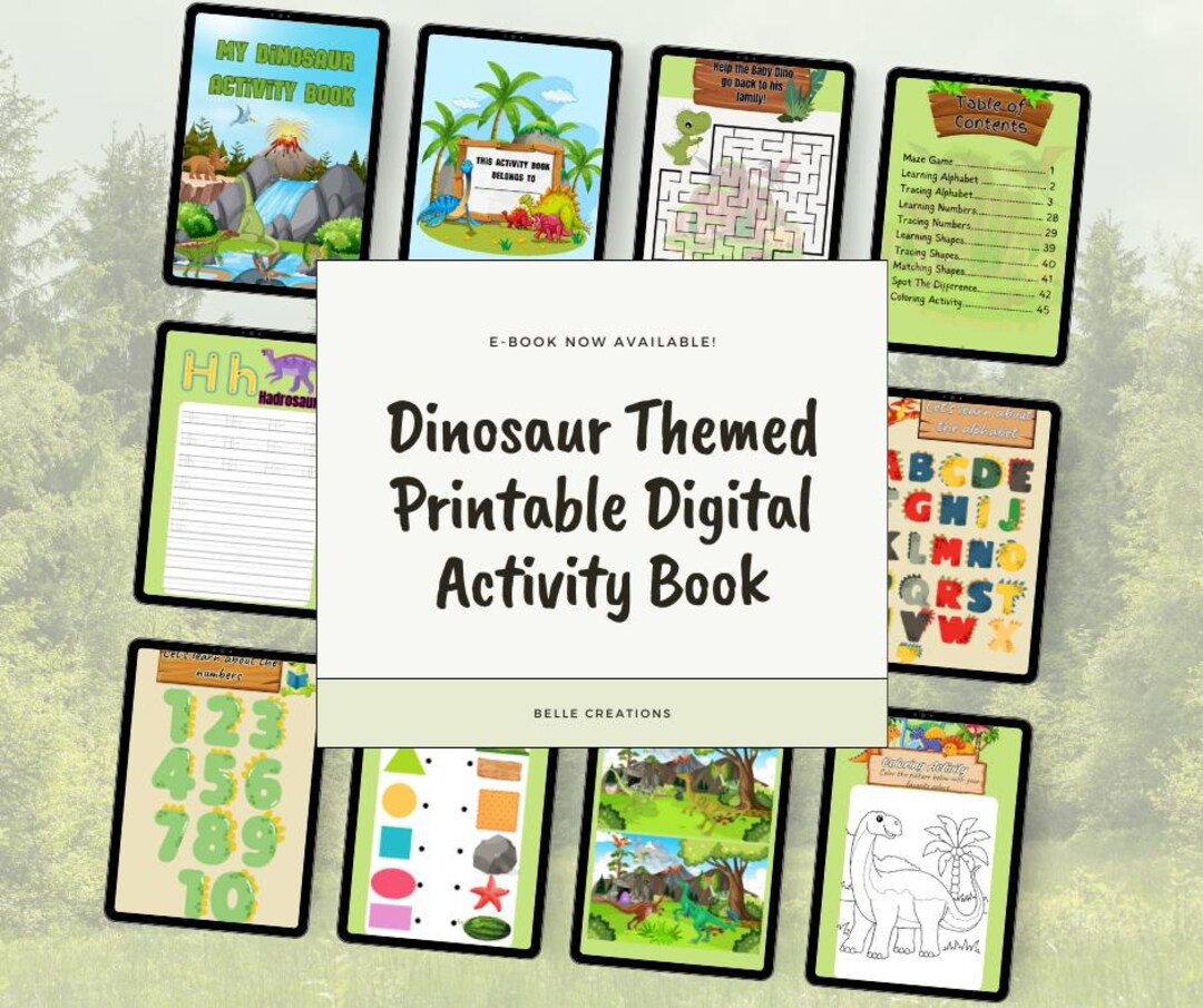 Dinosaur-themed Digital Printable Activity Book - Etsy