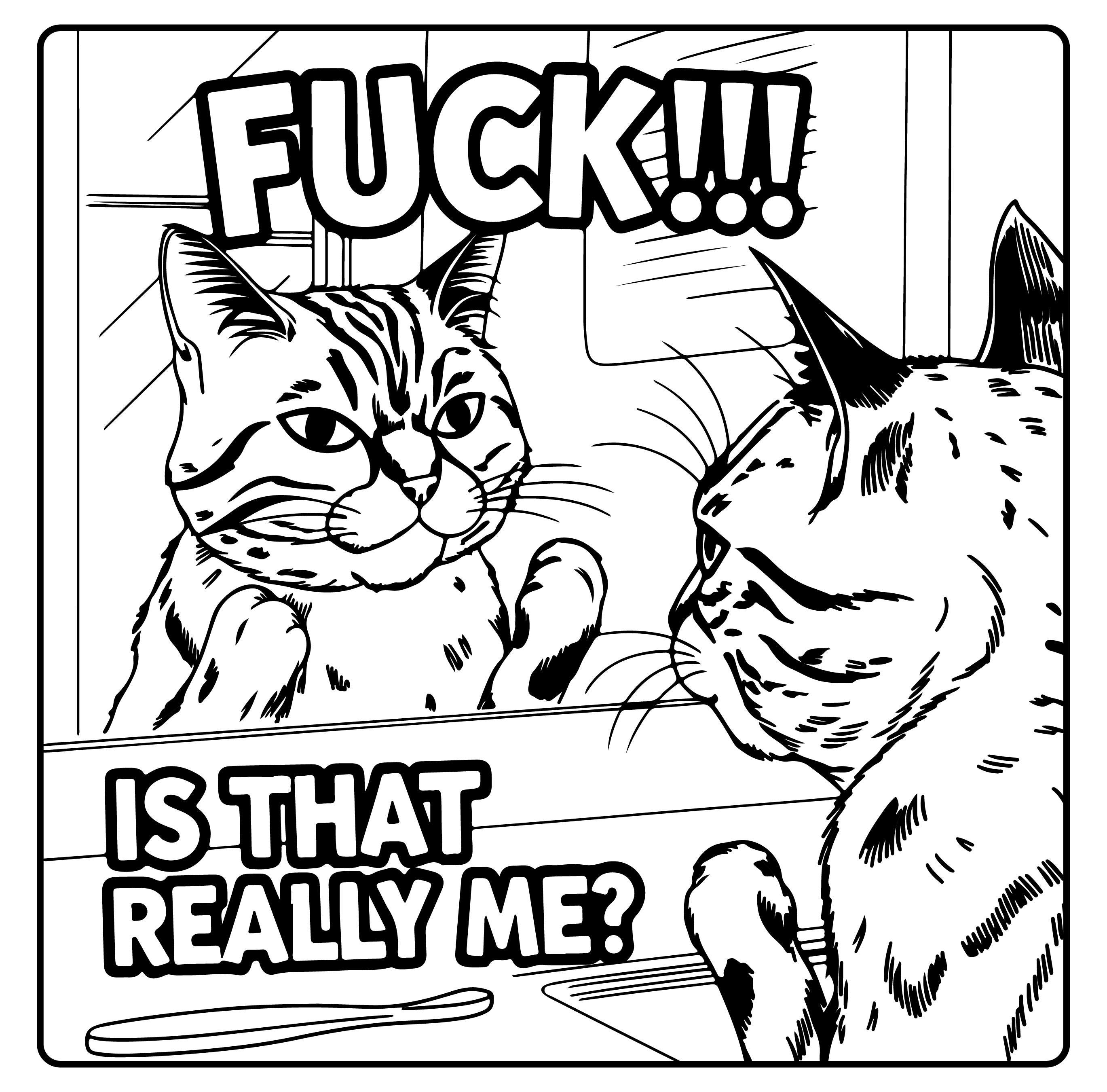 Swearing Cats Coloring Book for Adult: DIGITAL PDF, Swear Words and ...