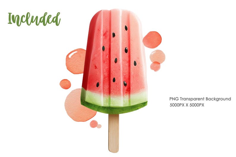 Watermelon Clipart PNG Bundle | Cute Watercolor Watermelons, Popsicles ...