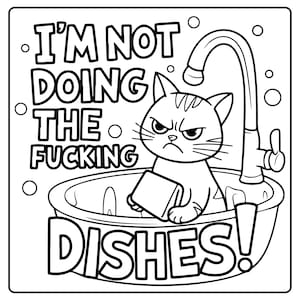 Swearing Cats Coloring Book for Adult: DIGITAL PDF, Swear Words and ...