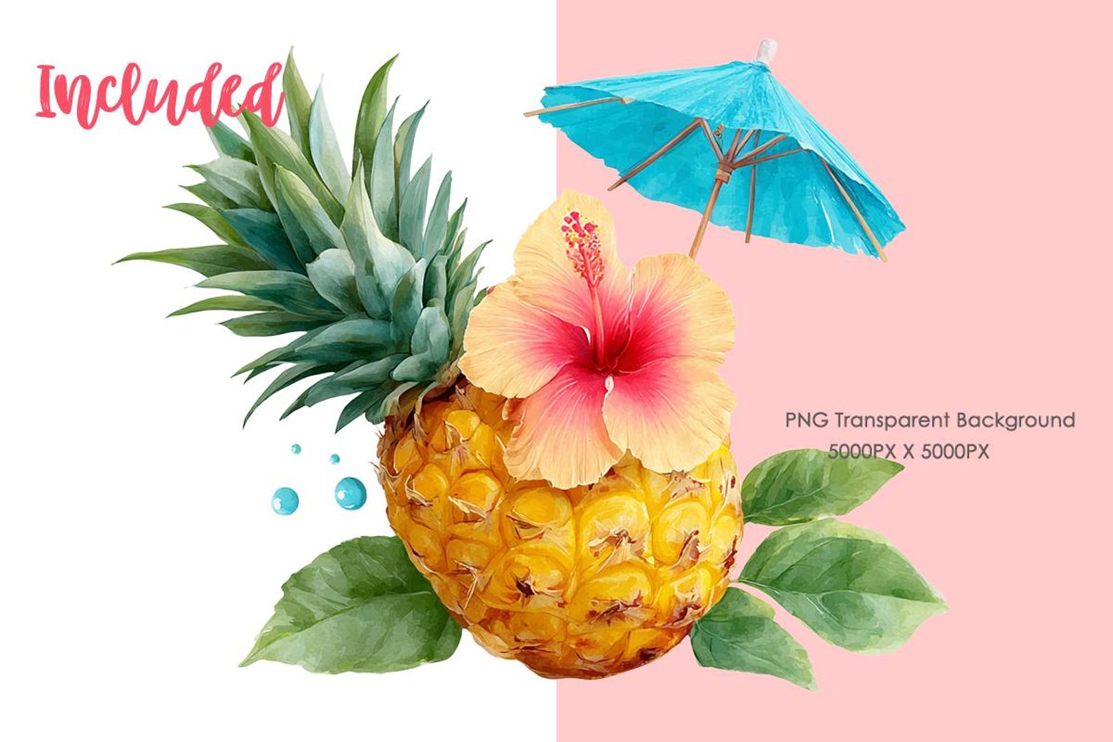 Pineapple Clipart PNG Bundle | Tropical Watercolor Pineapples With ...