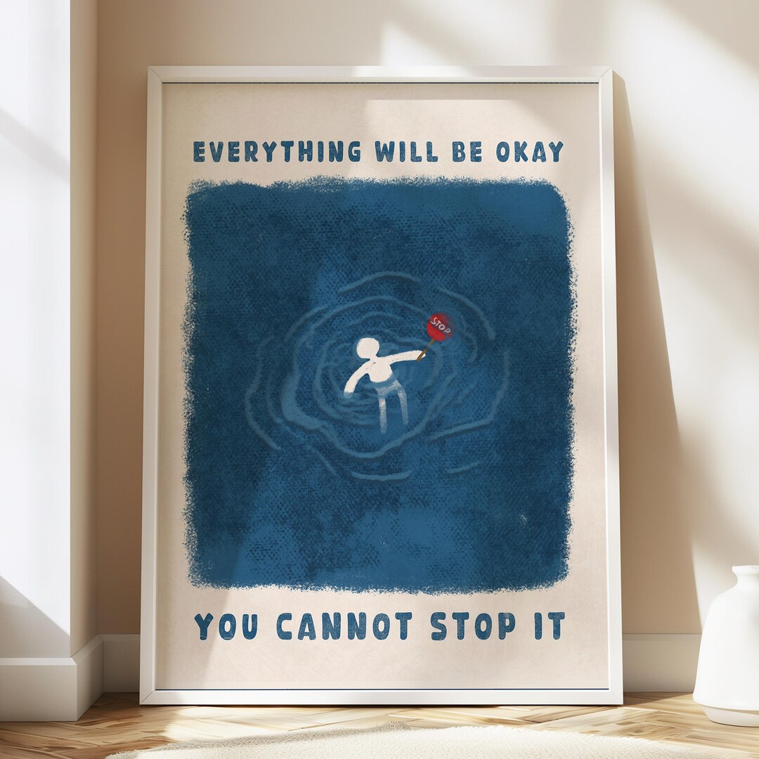 Positive Blue Ocean Art Affirmation Print Navy Blue Wall Art Minimalist ...