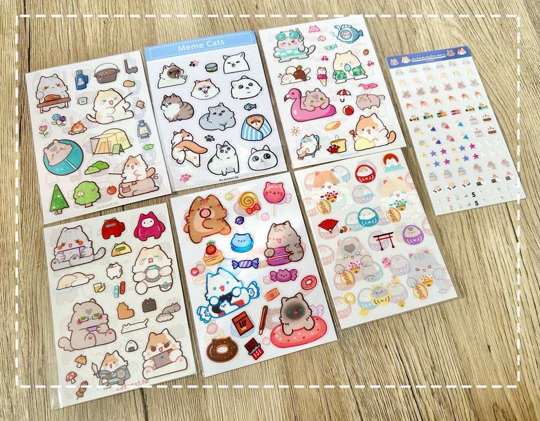 Cute Cat Sticker Sheets Cat Planner Stickers Cute Animal Sticker Cute ...