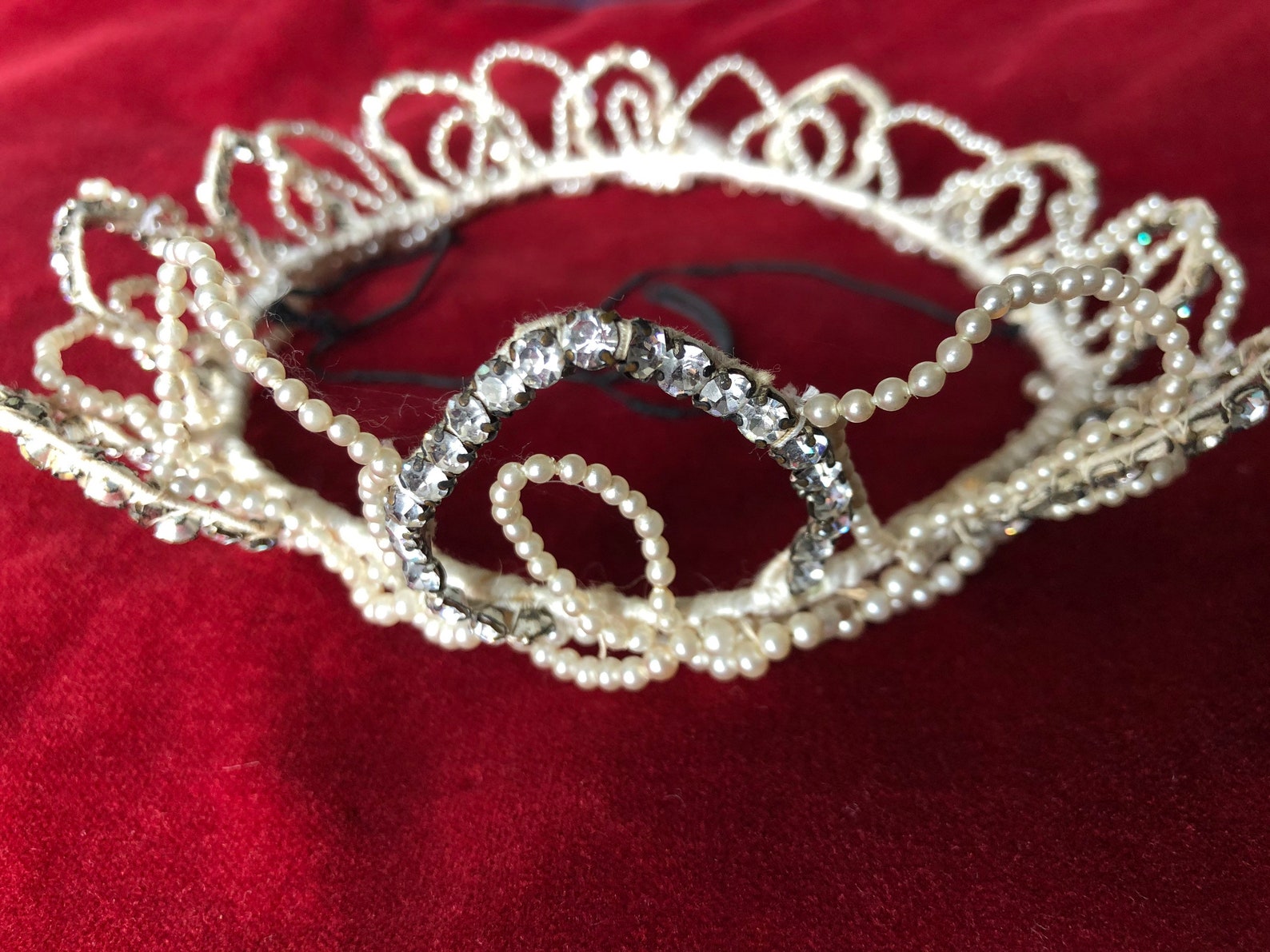 Antique French Millinery Floral Wedding Crown With Rhinestone | Etsy