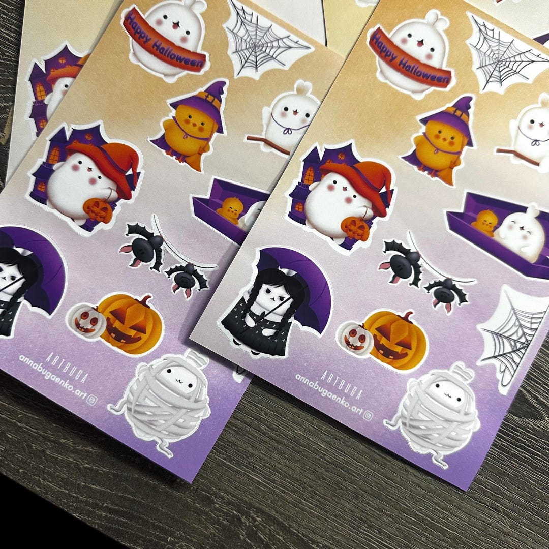 Molang Halloween Stickers, Sticker Sheets, Sticker Pack, Sticker Set ...