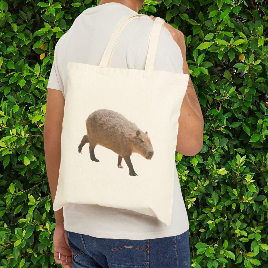 Capybara Canvas Tote Bag, Cute Animal Reusable Market Shopping Bag ...