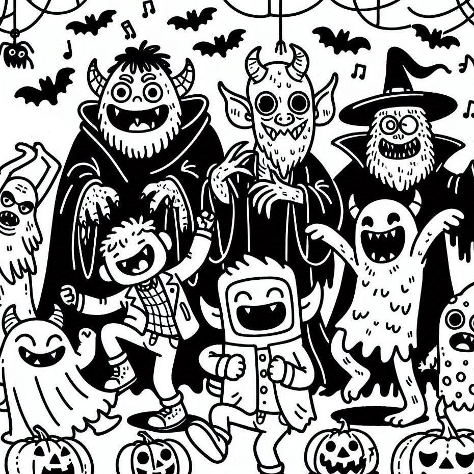 5 Monster Mash Halloween Coloring Pages Pack for Kids: Fun & Spooky ...
