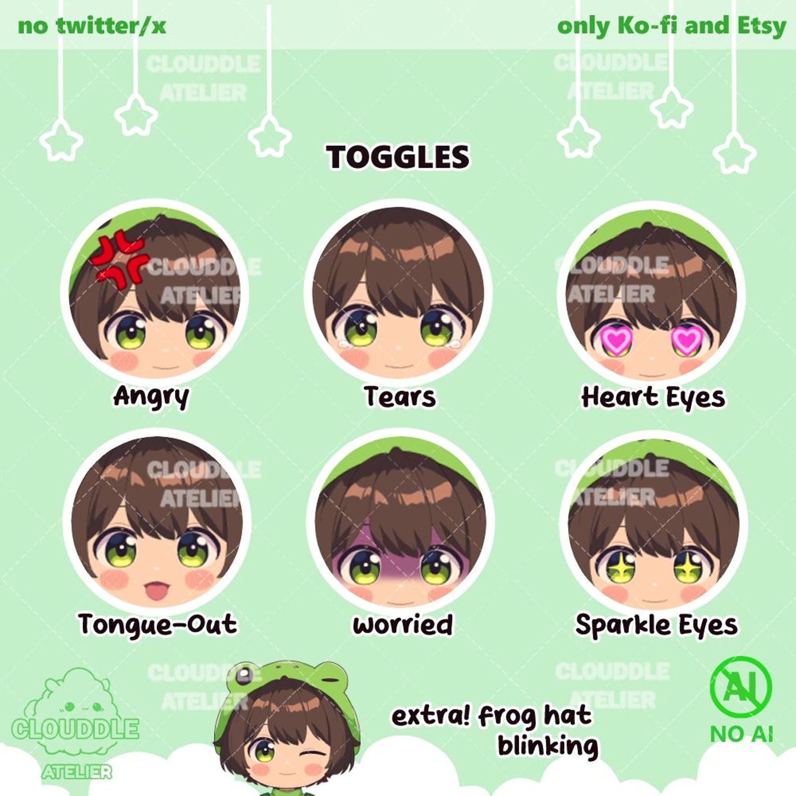 Cute Frog Vtuber Live2d Model / Premade / Customizable Vtuber / Full ...