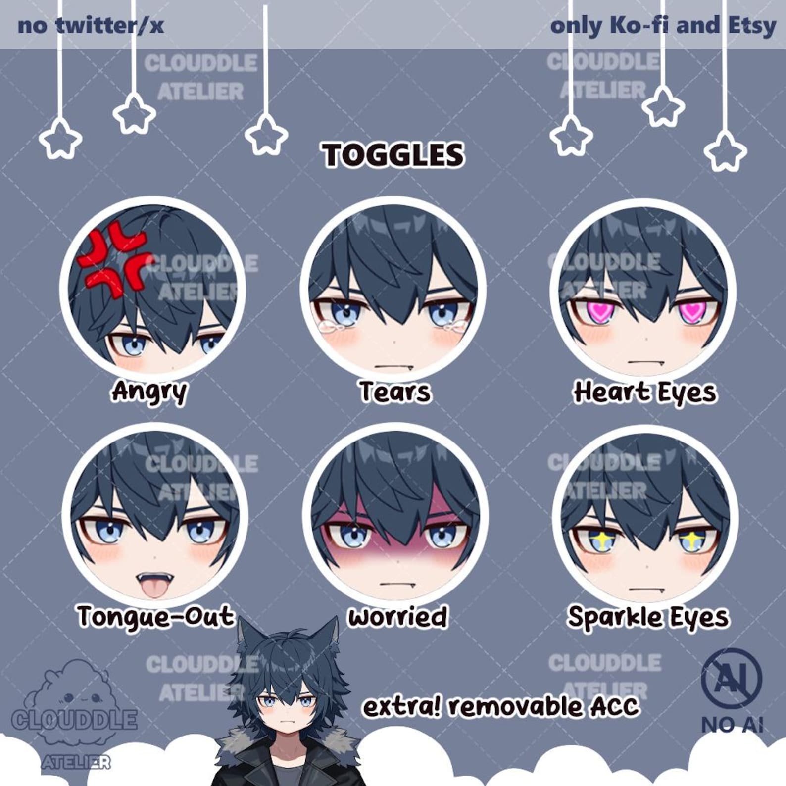 Wolf Boy Vtuber Live2d Model / Premade / Customizable Vtuber / Full ...