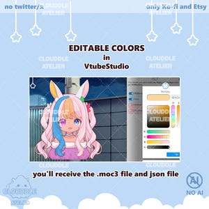 Cute Rabbit Girl Vtuber Live2d Model / Premade / Customizable Vtuber ...