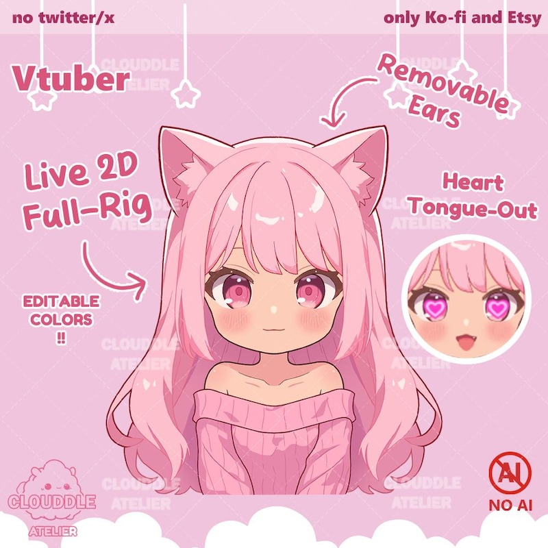 2d Vtuber Red Hair - Etsy