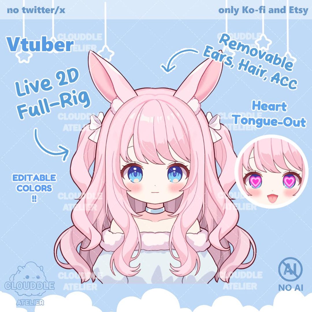 Cute Rabbit Girl Vtuber Live2d Model / Premade / Customizable Vtuber ...