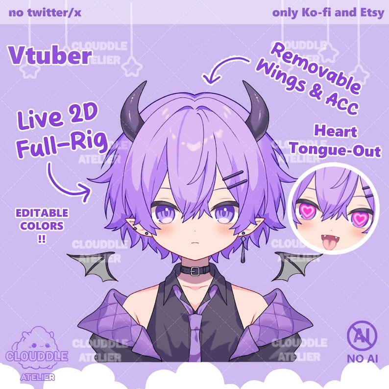 Cute Devil Boy Vtuber Live2d Model / Premade / Customizable Vtuber ...