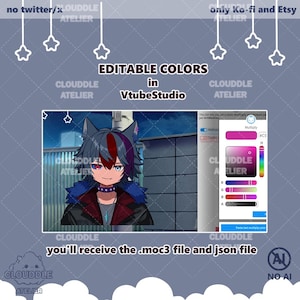 Wolf Boy Vtuber Live2d Model / Premade / Customizable Vtuber / Full ...