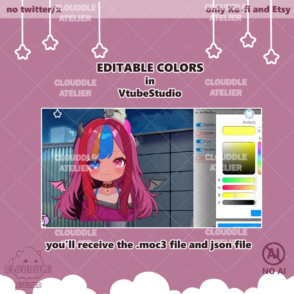 Cute Devil Girl Vtuber Live2d Model / Premade / Customizable Vtuber ...