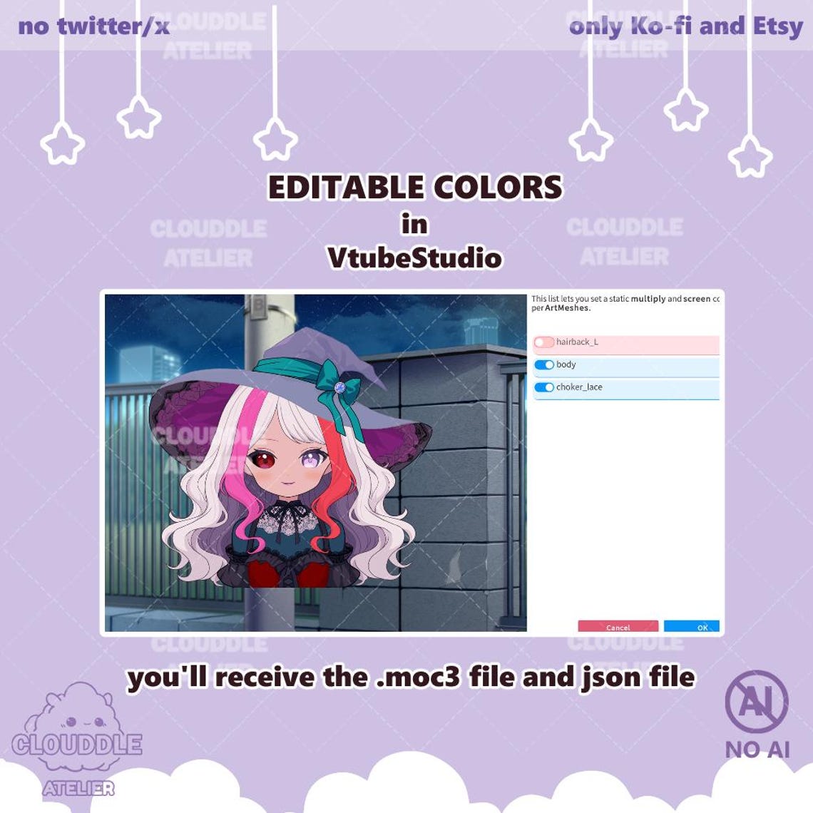 Cute Witch Vtuber Live2d Model / Premade / Customizable Vtuber / Full ...