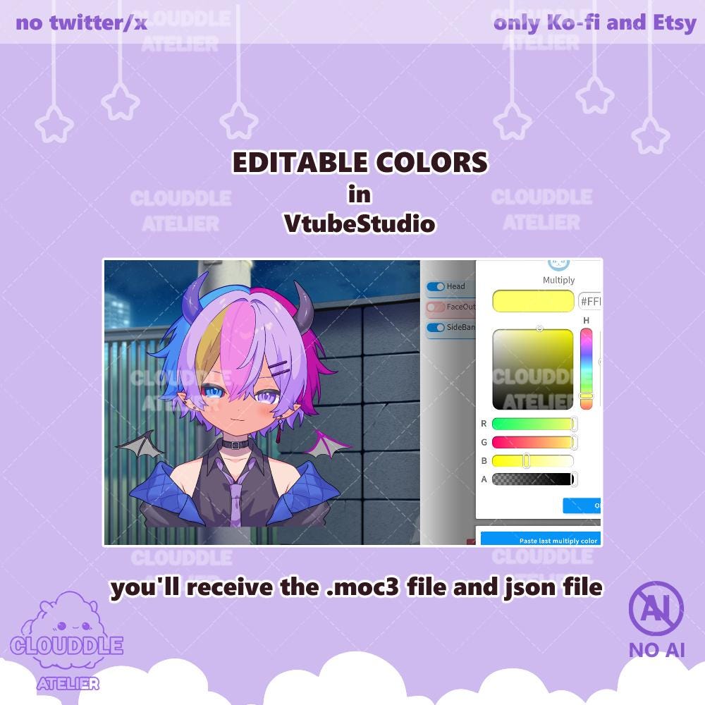 Cute Devil Boy Vtuber Live2d Model / Premade / Customizable Vtuber ...