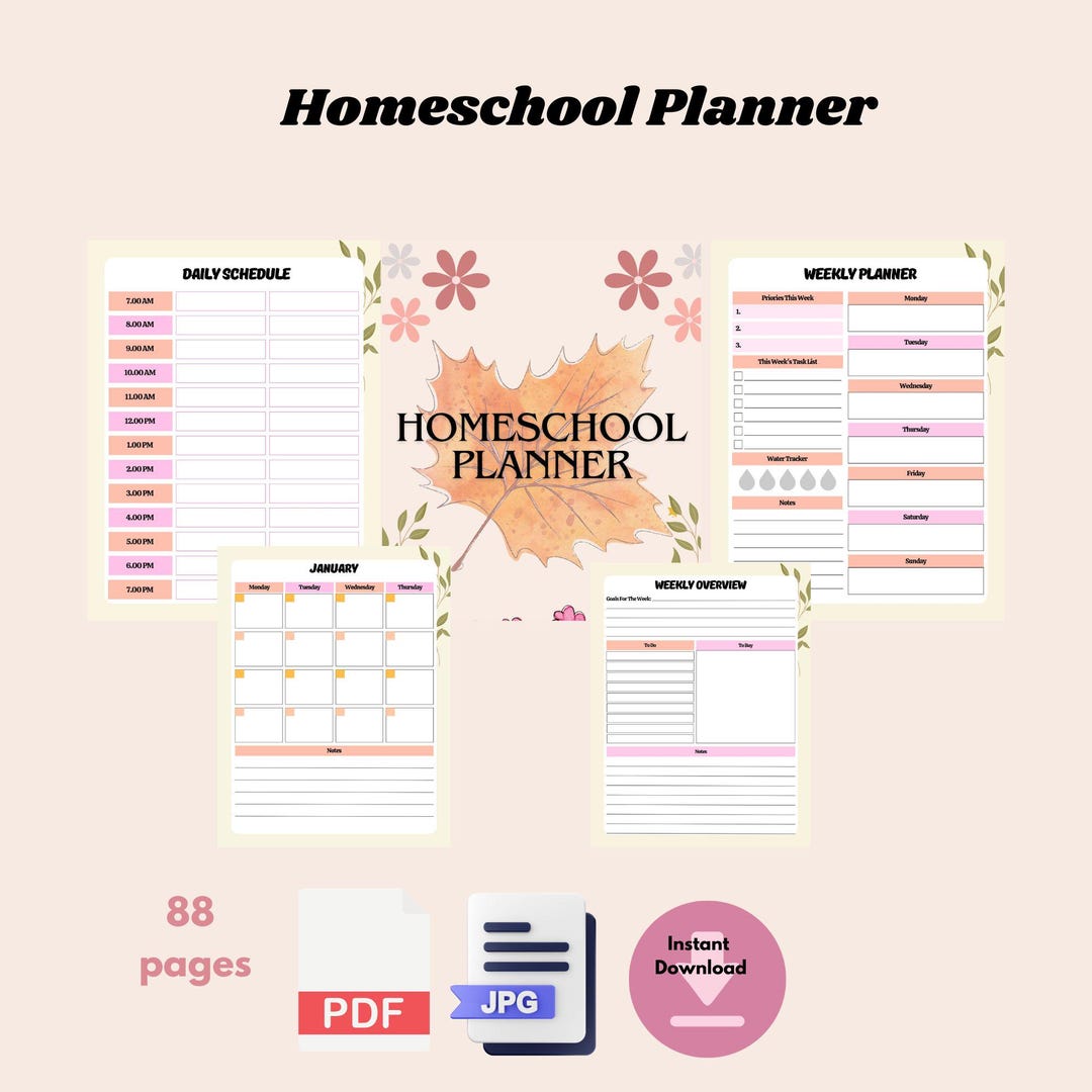 Digital and Printable Homeschool Planner for Kids - Etsy
