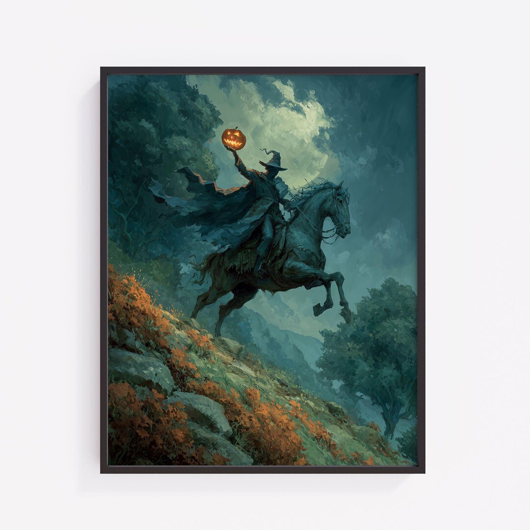 Almost Headless Horseman Art: Spooky Halloween Illustration (digital ...