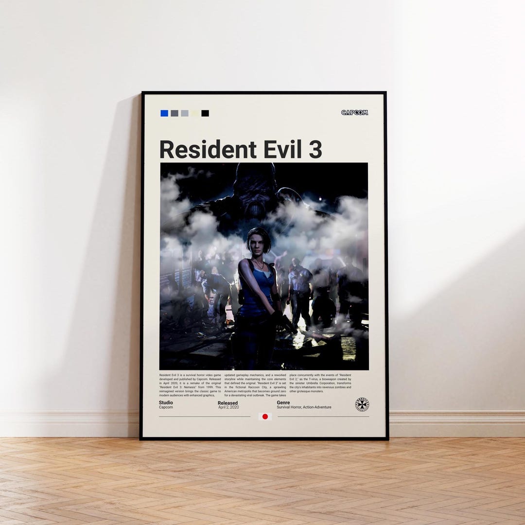 Resident Evil 3 Poster, Video Game Poster, Minimalist Game Print ...