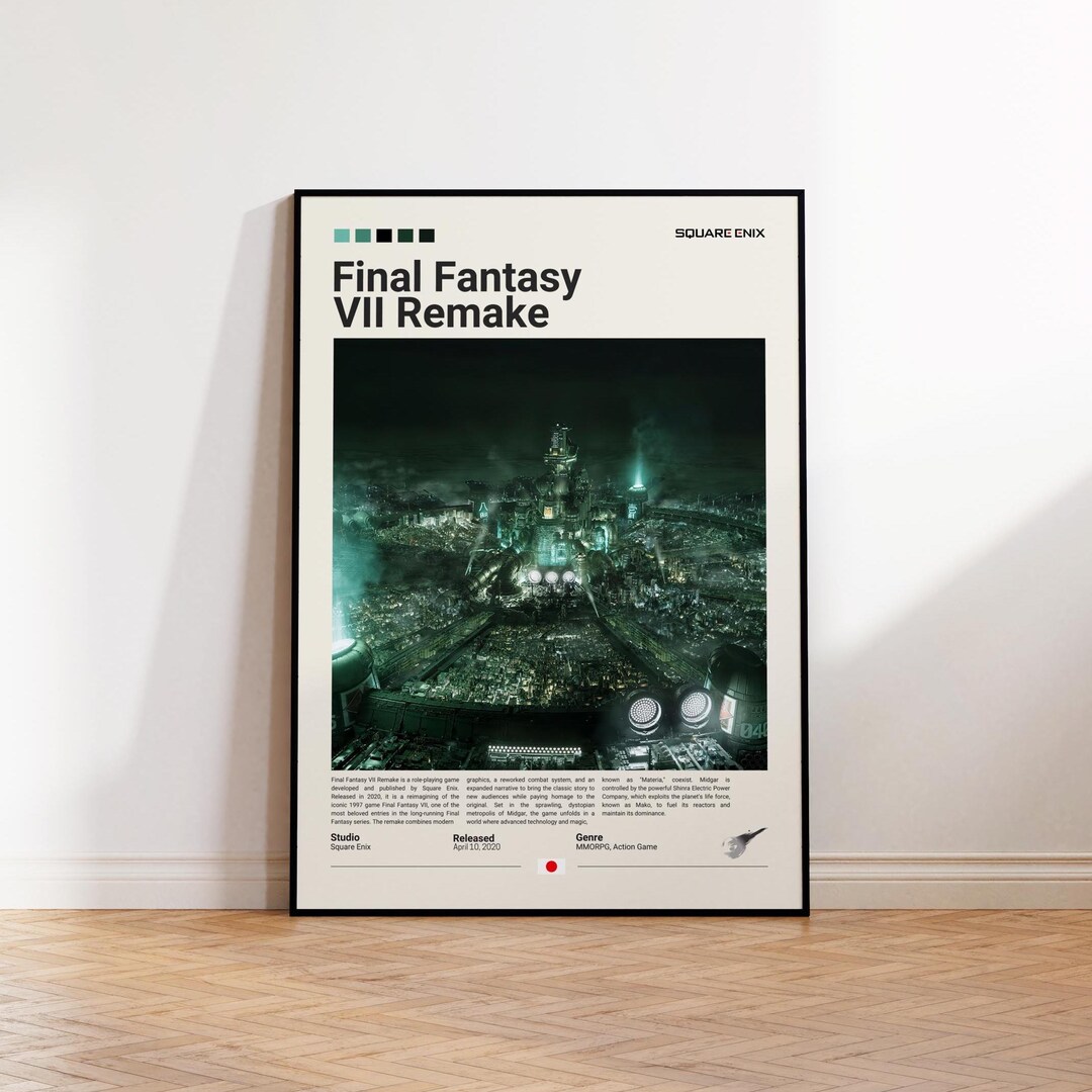 Final Fantasy 7 Remake Poster, Video Game Poster, Minimalist Game Print ...