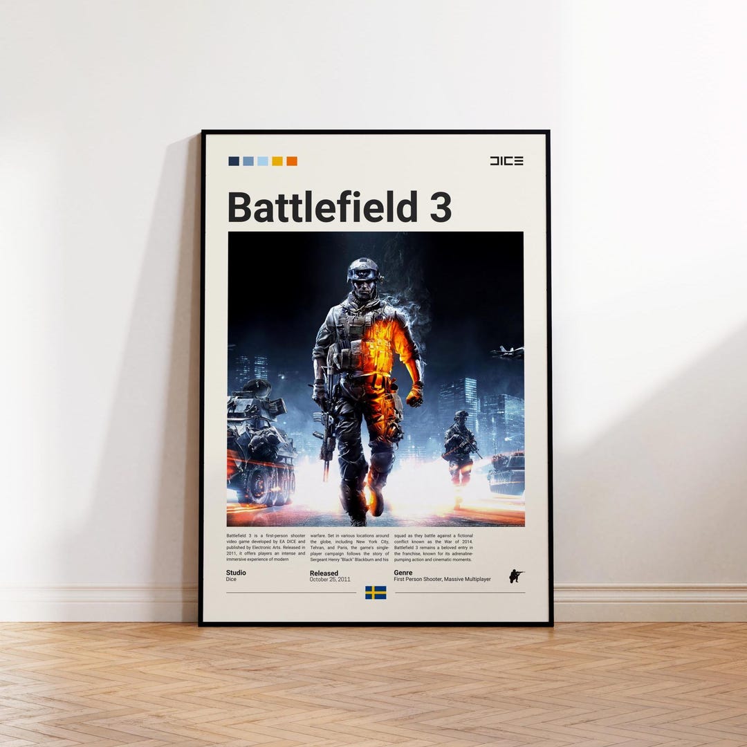 Battlefield 3 Poster, Video Game Poster, Minimalist Game Print, Gaming ...